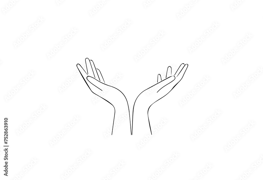 sign symbol two hands black outline on a white background, Stock Vector ...