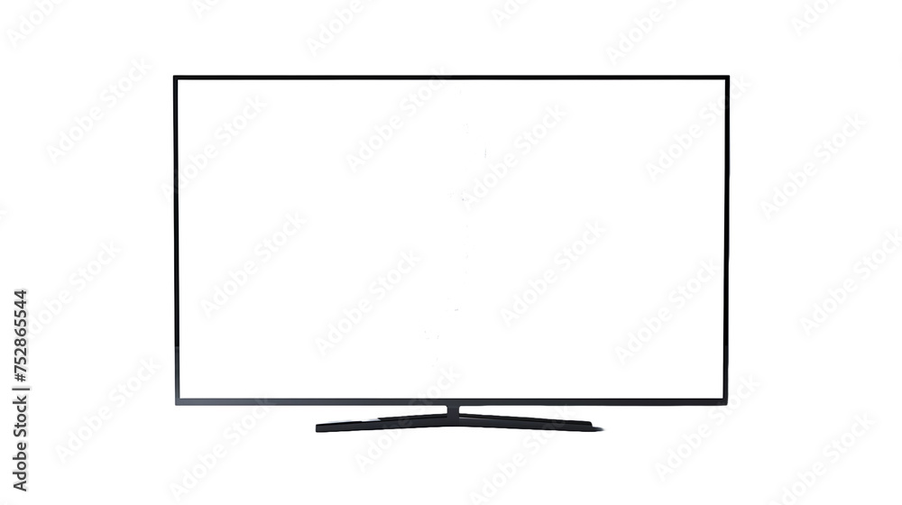 Blank white transparent screen smart TV on a white transparent ...