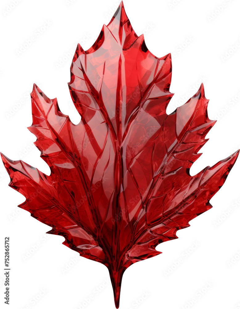 red leaf,red crystal shape of leaf,leaf made of crystal diamond gem ...