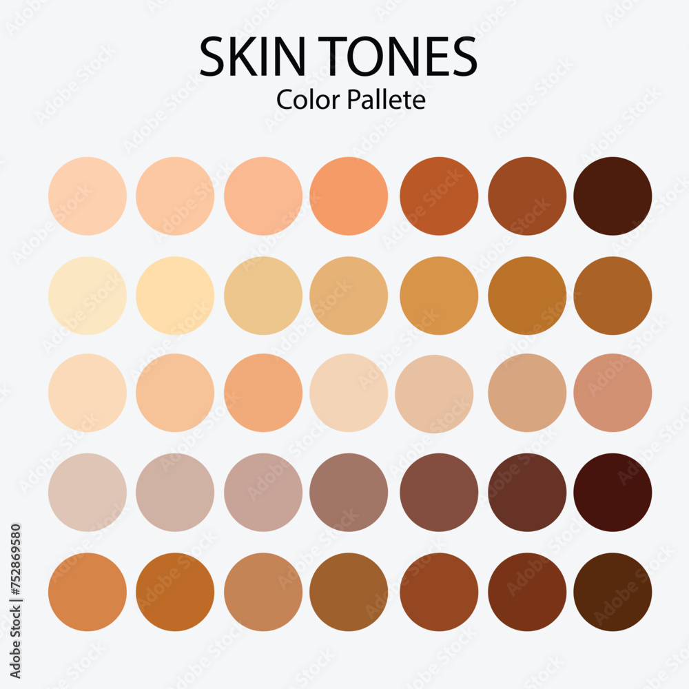 Collection Color palette, Skin tones. Flat vector illustration. skin ...