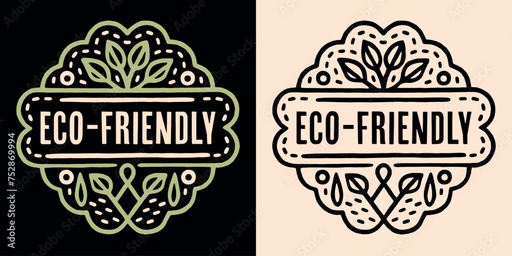 Eco-friendly lettering round badge logo. Retro vintage organic ...