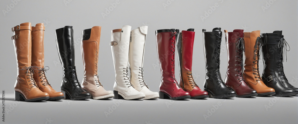 transparent background cutouts of long boots collection Set of ...