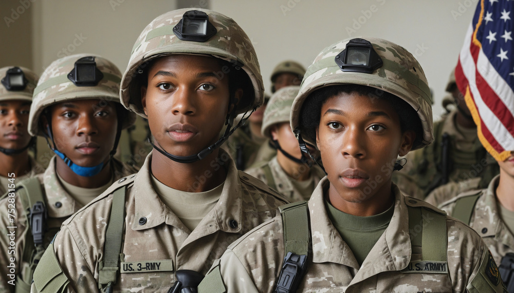 Army soldiers portrait, close up us army troop - inclusivity, diversity ...