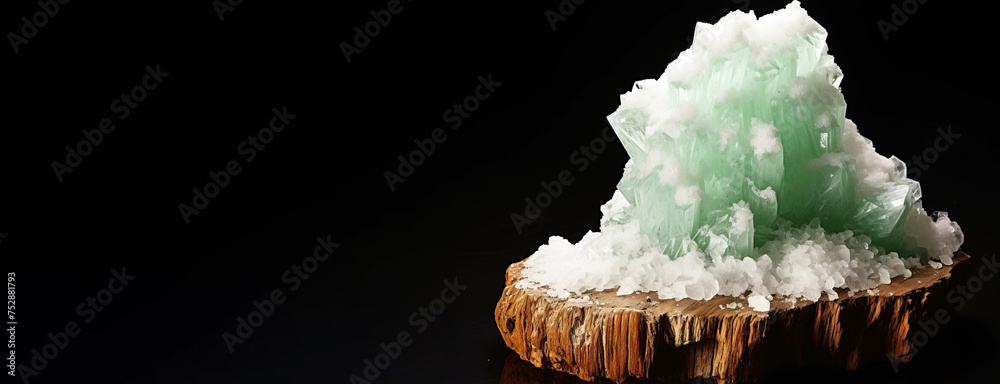 Talc is a rare precious natural stone on a black background. AI ...