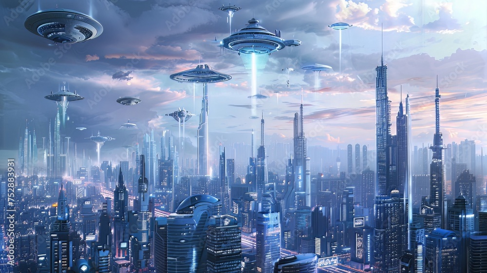 A Futuristic Cityscape with AI Integration: An artistic rendering of a ...