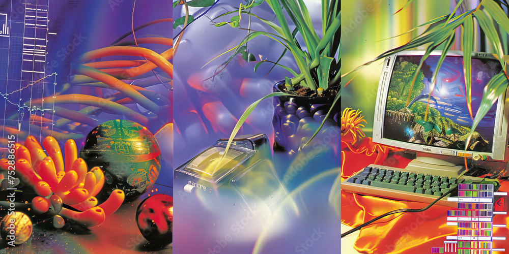 90s science study book vibes, Old Computer. Nostalgia. Collage. flash ...