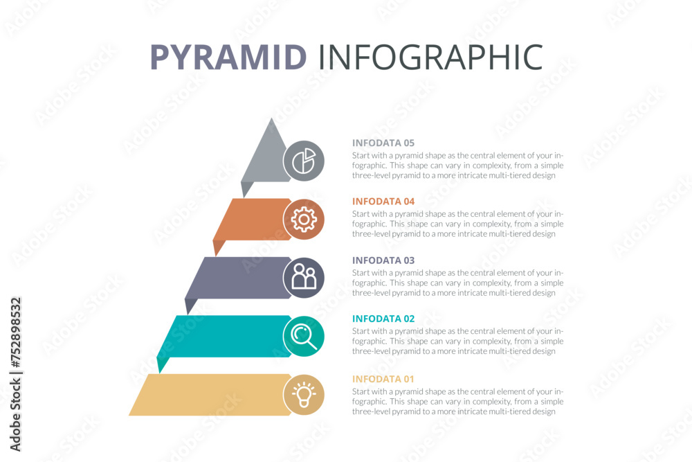 Pyramid infographic template vector with 6 list, layers, options, steps ...