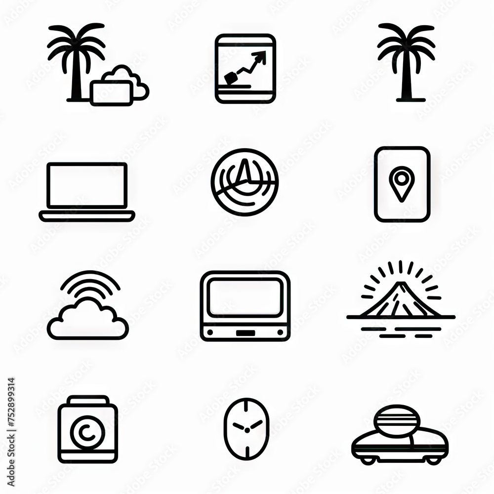 Online Oasis - Iconic Essentials. Sticker Collection. Multiple. Vector ...