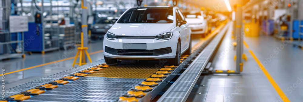 Automated Assembly Line Car in Factory. Transportation Technology and ...