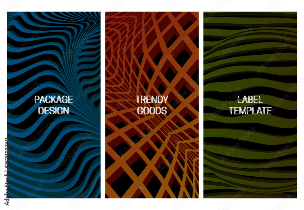 Set of packaging design with abstract volumetric backgrounds with ...