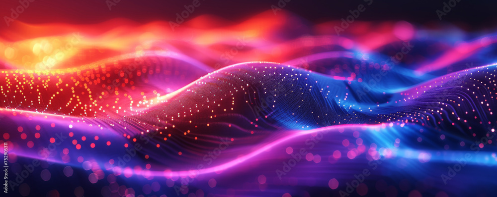 Digital Particle Waves Background. A vibrant digital landscape with ...