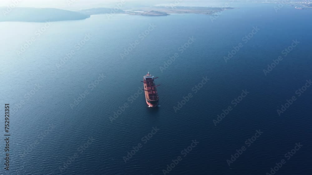 Vidéo Stock Dry bulk cargo carrier vessel anchored cleaning operation ...