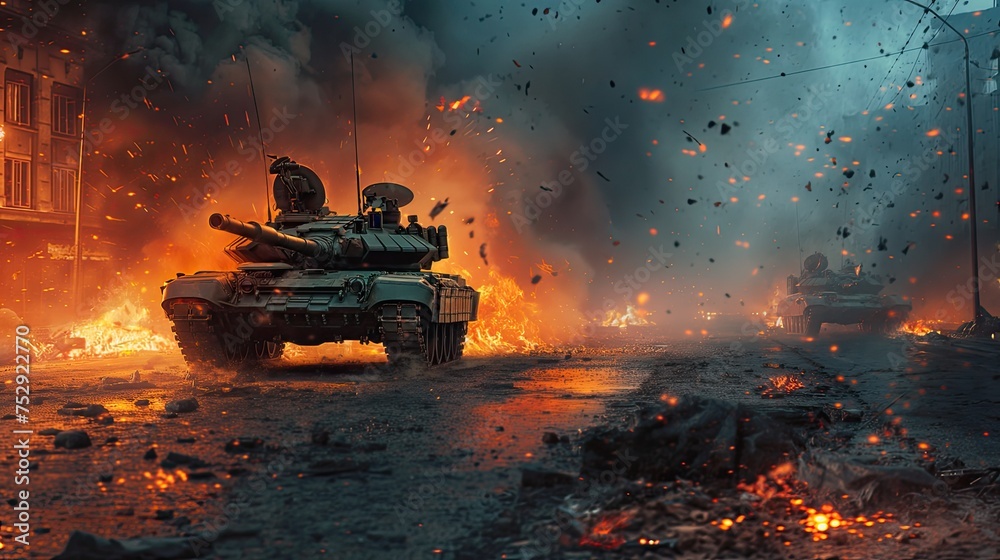 the concept of World War 3, portraying the potential chaos and ...