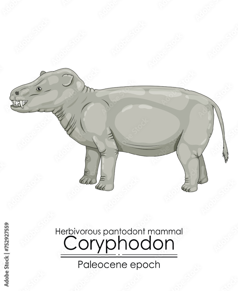 Vecteur Stock One of the first mammals, the pantodont Coryphodon, was a ...