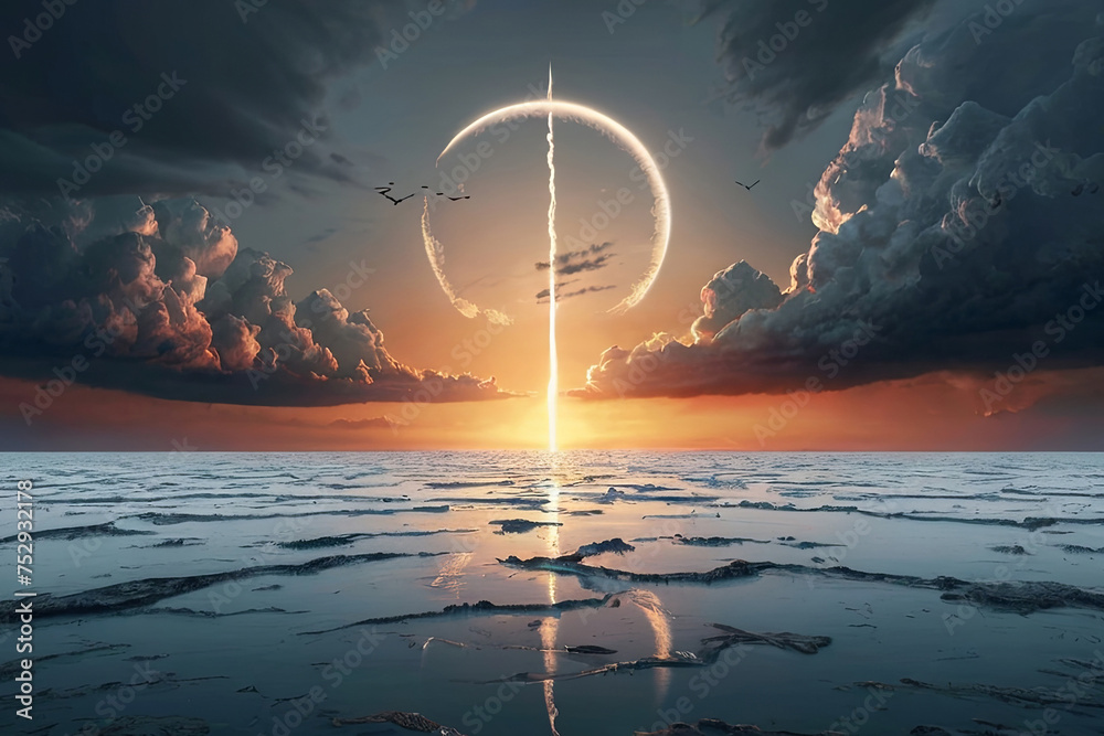 Dynamic abstract depicting climate change's impact. Symbolic ...