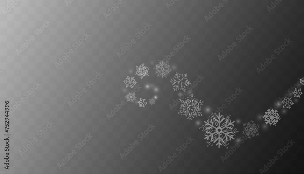 Tiny flying snow flakes illustration. Snowstorm dust freeze shapes ...