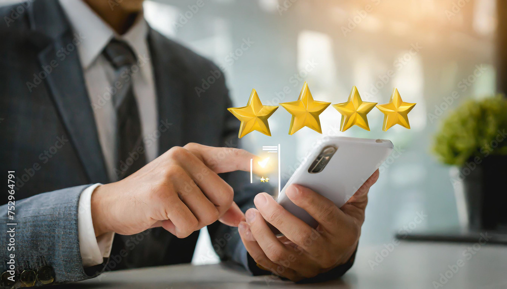 close up on customer man hand pressing on smartphone screen with gold ...