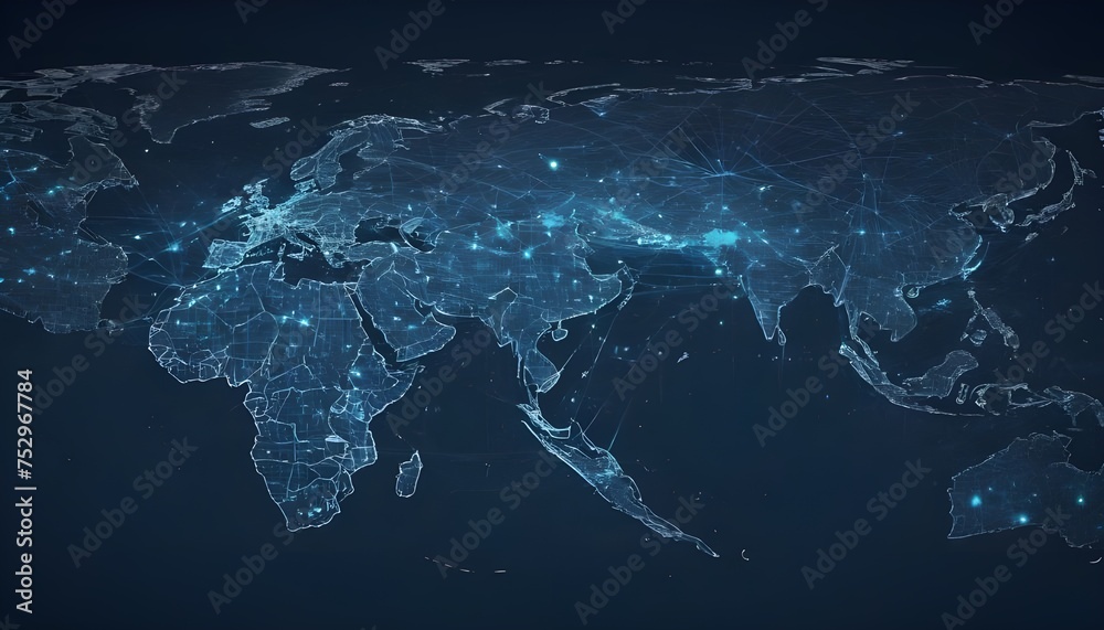 Digital map of Asia, concept of global network and connectivity, data ...