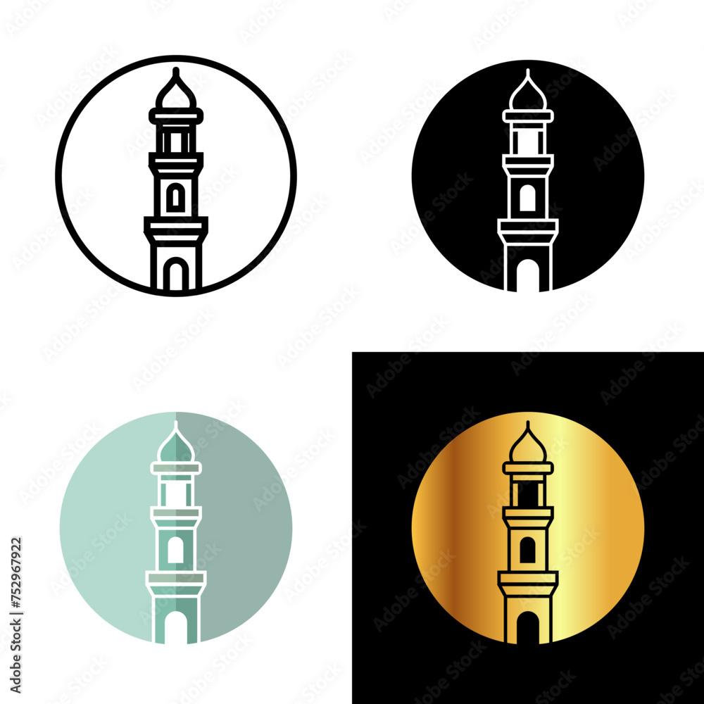 Minaret icon, this symbol represents Islamic architecture, spirituality ...