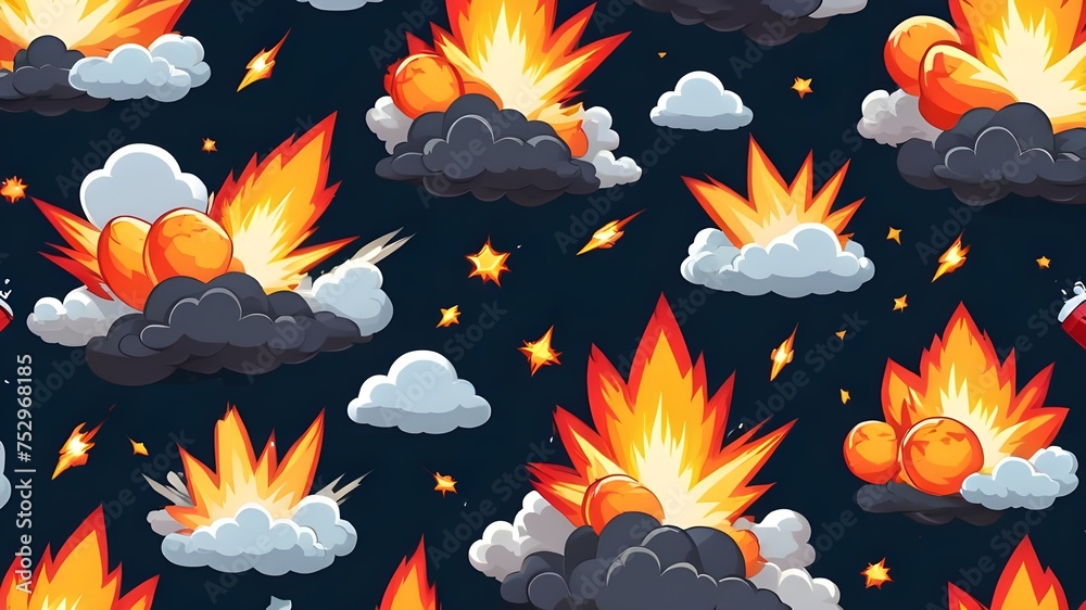 Bomb explosion. Cartoon dynamite explosions effect, fire and explosive ...