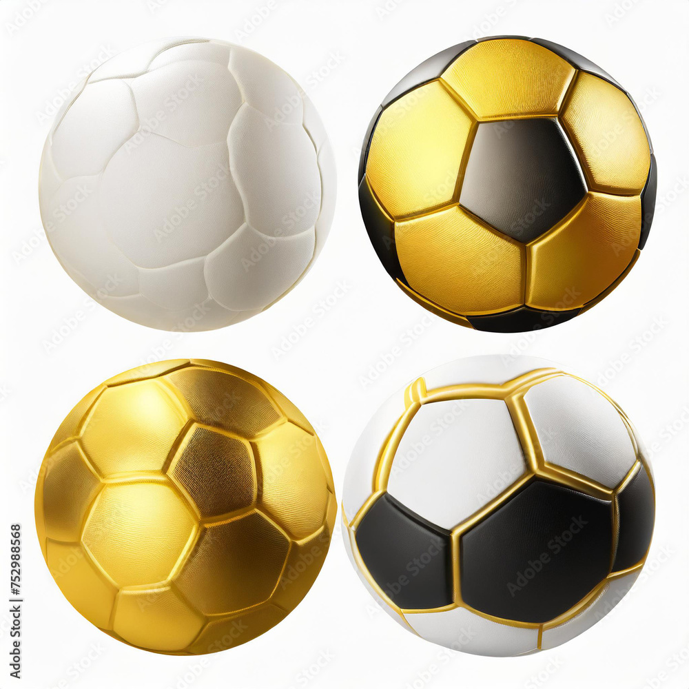 Soccer ball set. Football balls set realistic 3D design style. Leather ...