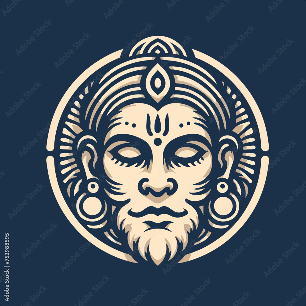 illustration of Lord Hanuman vector icon logo sticker tattoo. Stock ...