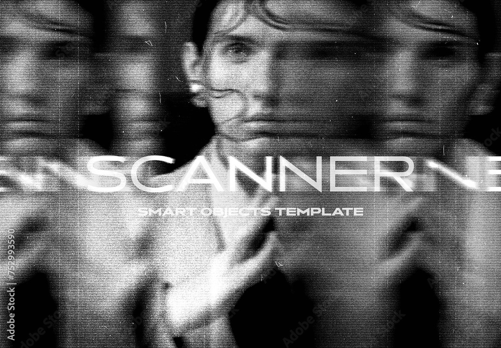 Broken Scanner Photo Effect Mockup Stock Template | Adobe Stock