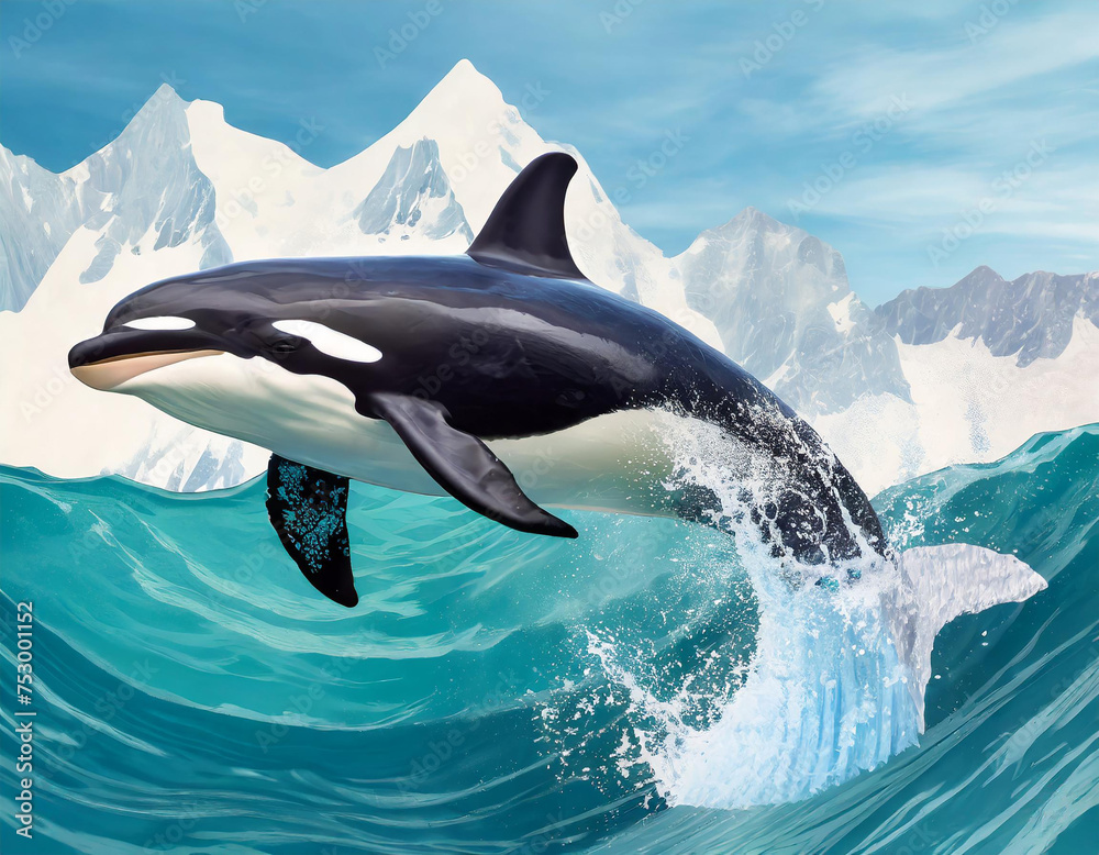 World Oceans Day Save Environment Concept, orca wales jumping out of ...