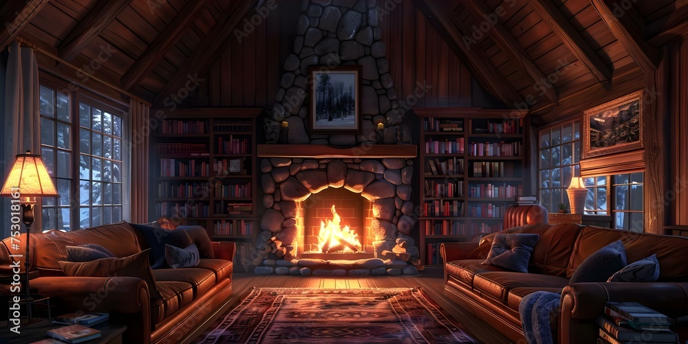 Cozy Cabin with Fireplace: A Chill Animated Retreat for Virtual ...