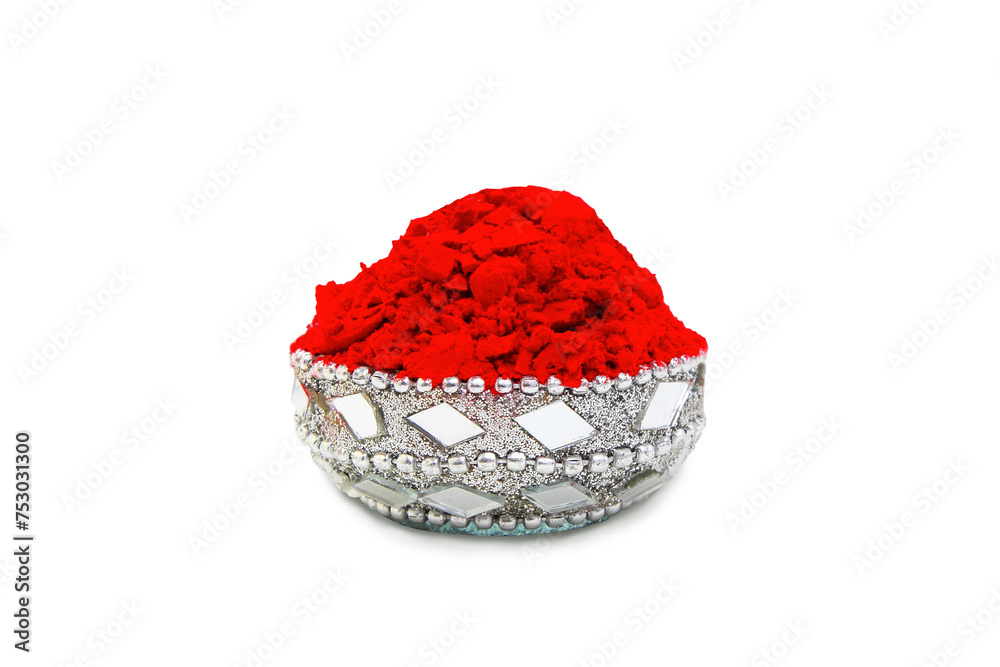 kumkum powder in silver bowl use for indian traditional god worship and ...