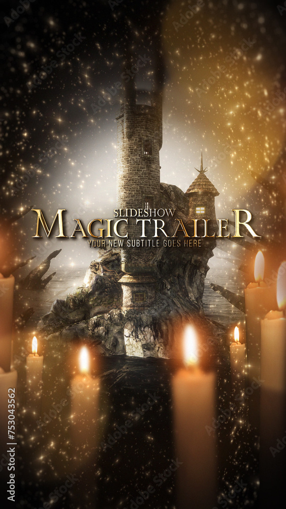 Magic Trailer Slideshow Vertical Stories Opener for Social Media Stock ...