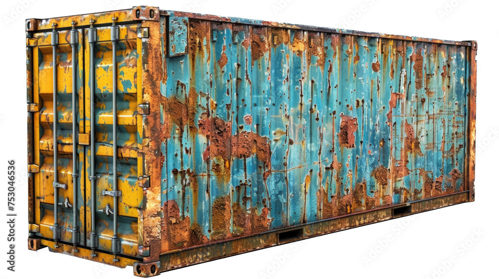 rusty shipping container isolated on transparent background, element ...