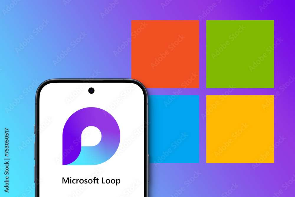 Microsoft Loop logo is displayed on a modern smartphone, Microsoft Logo ...