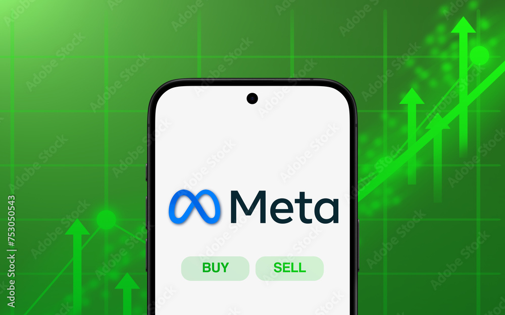 Meta logo and buy or sell option is displayed on a modern smartphone ...