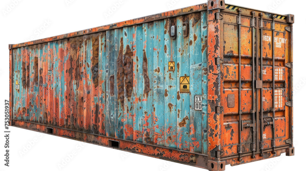 rusty shipping container isolated on transparent background, element ...