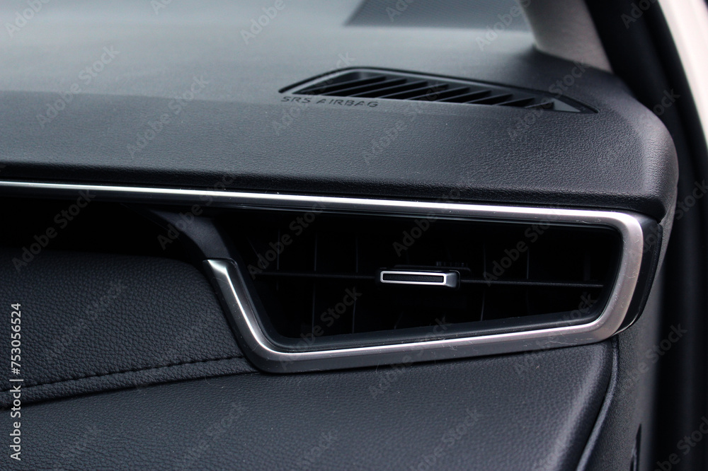Car air vents close-up grille. Air ventilation grille with power ...