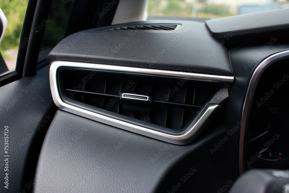 Car air vents close-up grille. Air ventilation grille with power ...