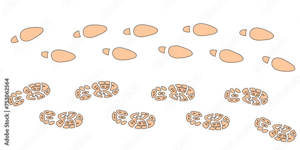 Human step footprints paths. Step by step vector isolated on white ...