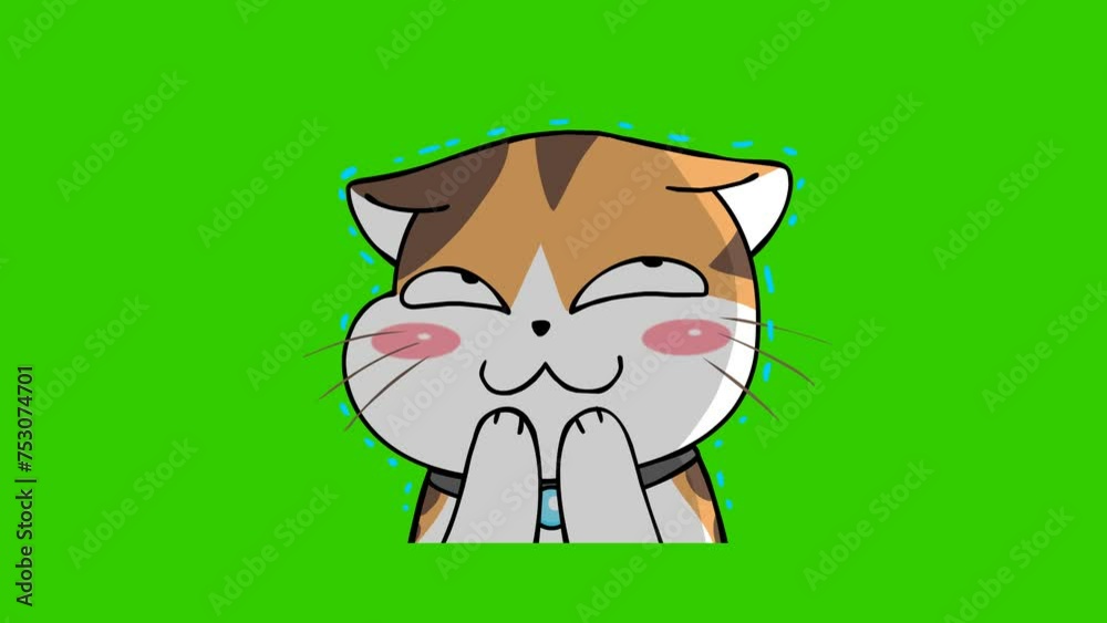 chuckle animation orange cute cat on green screen Stock Video | Adobe Stock