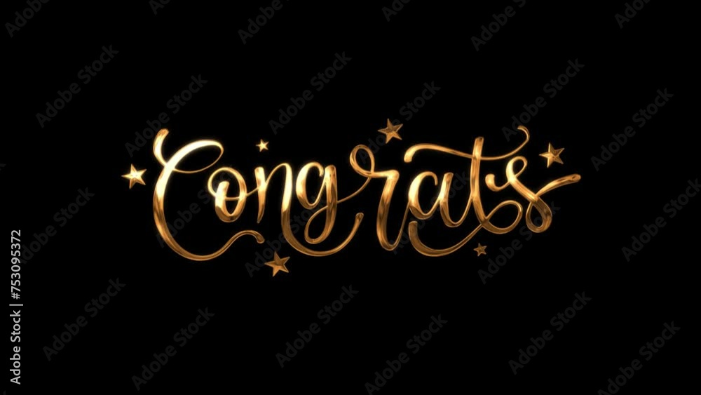 Congrats Animated Text in Gold Color on black background. Congrats ...