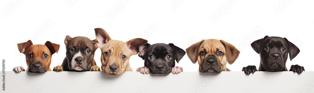 Banner with dogs in a row isolated on transparent background. Stock ...