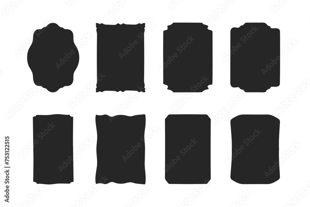 Hand-drawn doodle wave scalloped edge frames. Set of the black vector ...