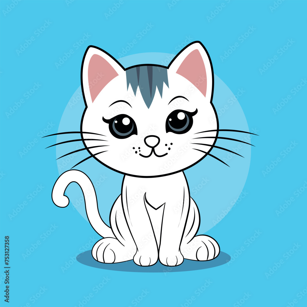 Vector Art of a Cute Cat-Sitting cartoon flat cartoon illustration ...
