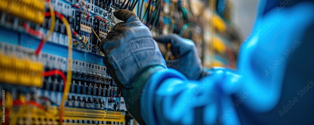 Checking Voltage On Electrical System Technician Working In An