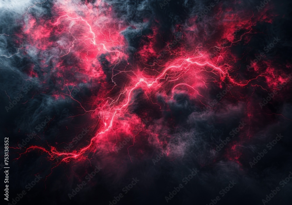 beautiful black and red lightning with lightning bolt, in the style of ...