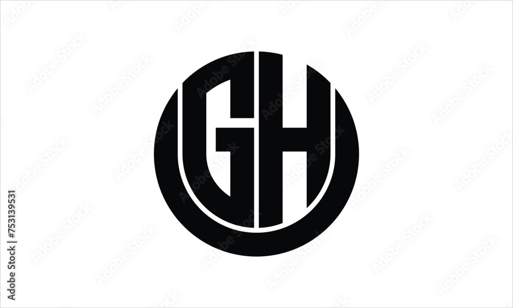GH initial letter circle icon gaming logo design vector template ...