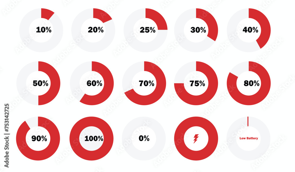Circle loading and circle progress collection. Set of circle percentage ...