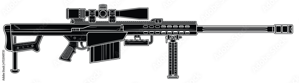 Vector illustration of the Barret M82 semi-automatic anti-materiel ...