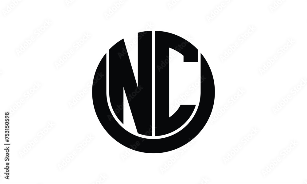 NC initial letter circle icon gaming logo design vector template ...