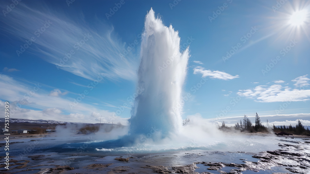 Geyser Strokkur in Iceland, eruption. Natural water fountain Stock ...